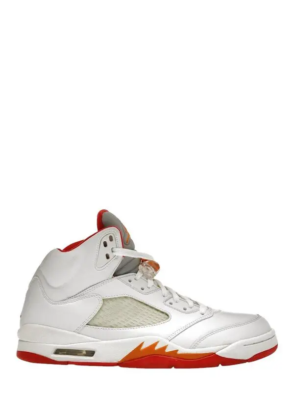 JORDAN 5 Retro High-top Sneakers - White/fire Red/sunset