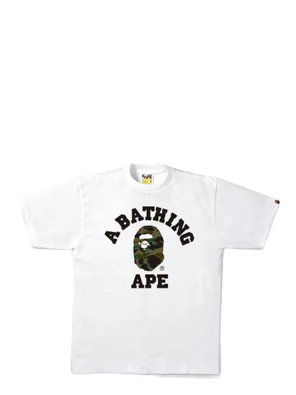 A BATHING APE 1st Camo College Tee Shirt - White