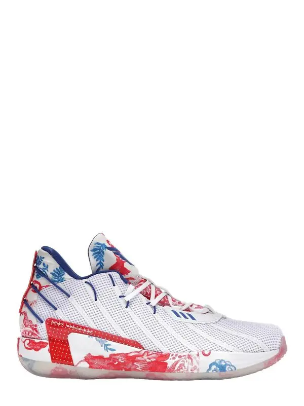 Adidas Dame 7 Fine China Sneakers - Cloud White/royal Blue/vivid Red
