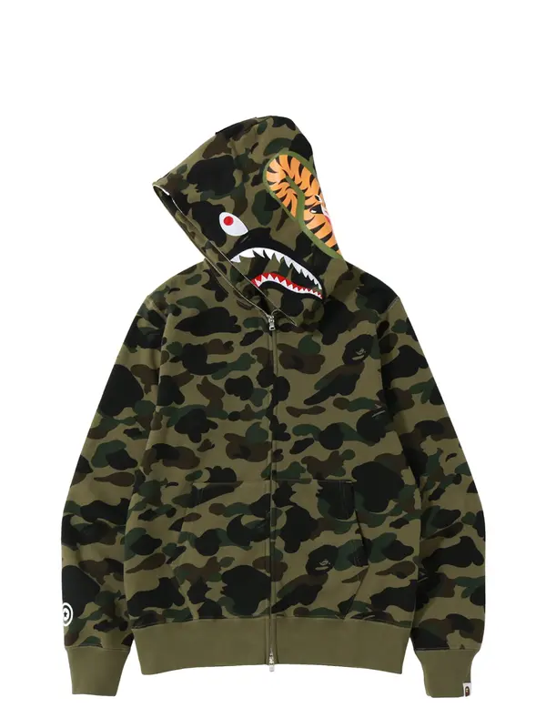 BAPE 1st Camo Shark Full Zip Hoodie - Green