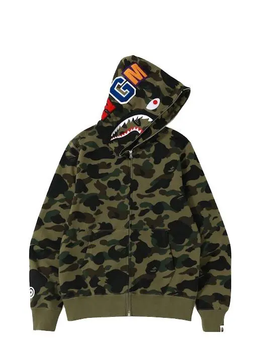 BAPE 1st Camo Shark Wgm Full Zip Hoodie - Green