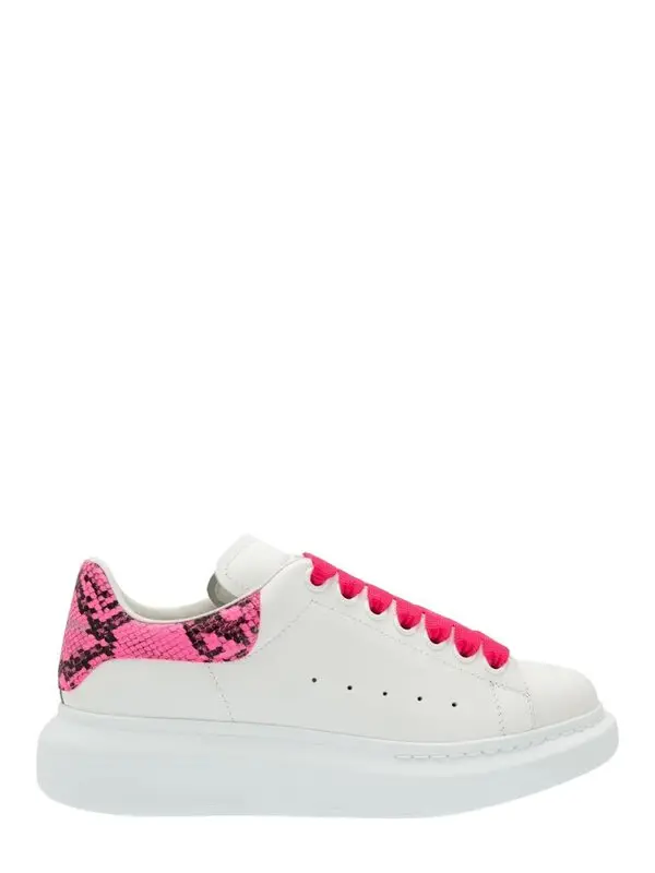 Alexander McQueen Oversized Snake Print Sneakers - White/electric Pink