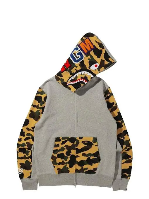 BAPE 1st Camo Shark Full Zip Hoodie - Gray