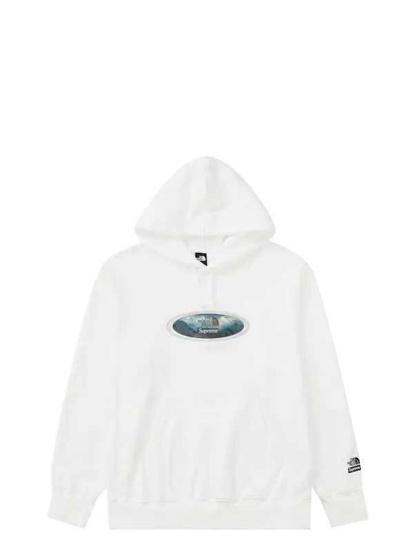 Supreme The North Face Lenticular Mountains Hooded Sweatshirt - White