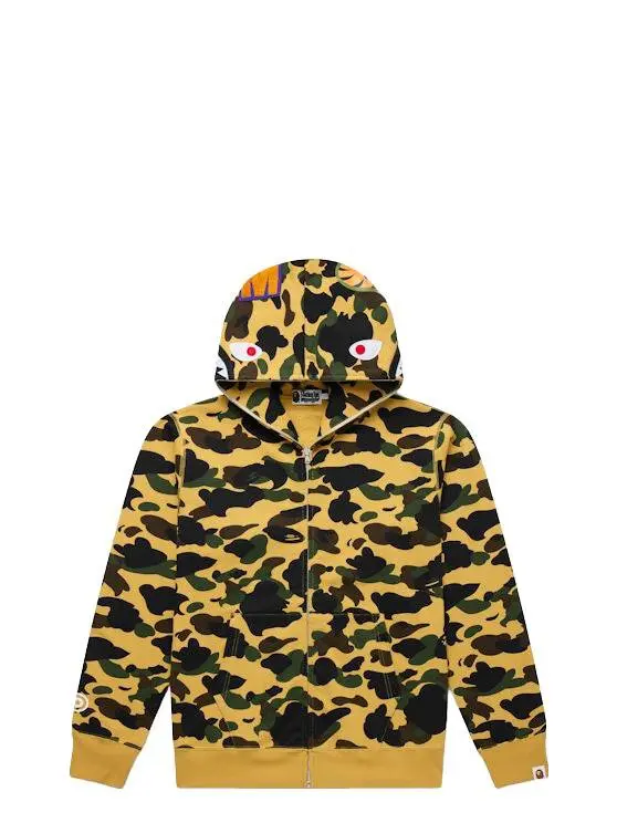 BAPE 1st Camo Shark Full Zip Hoodie - Yellow