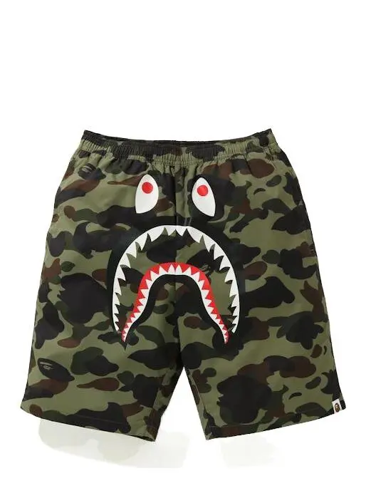 BAPE 1st Camo Shark Beach Pants - Green