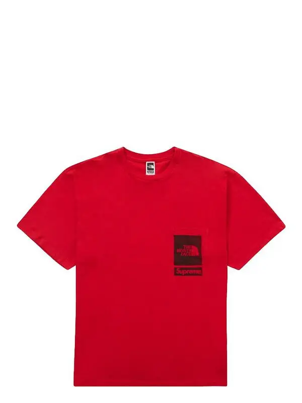 Supreme The North Face Printed Pocket Tee Shirt - Red