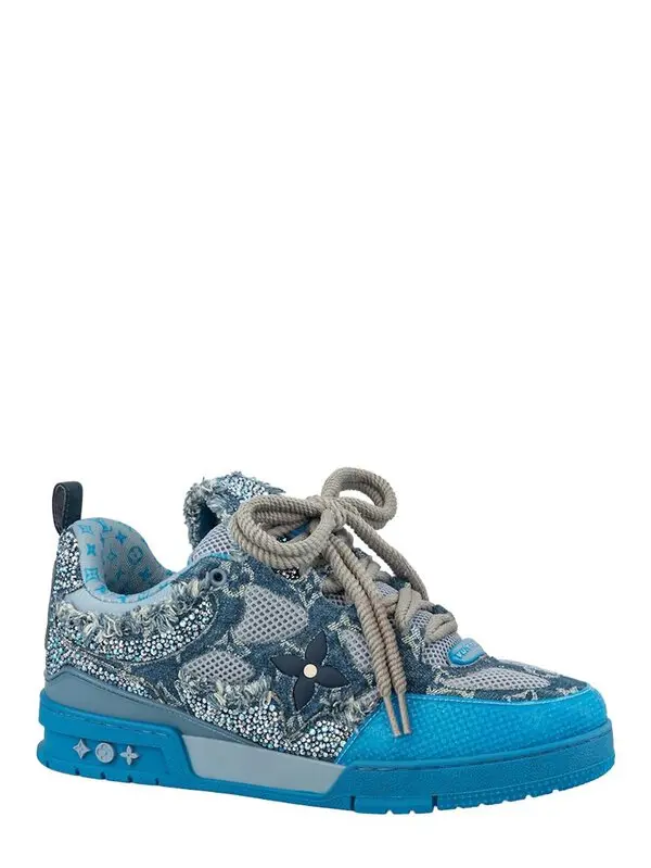 LOUIS VUITTON Skate Trainer Swarovski Monogram Sneakers - Blue
