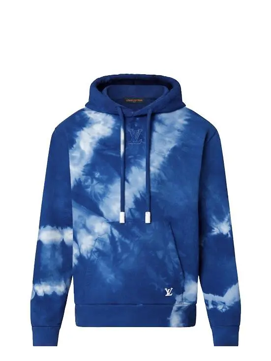 LOUIS VUITTON Tie & Dye Hoodie With Signature - Heather/grey/blue