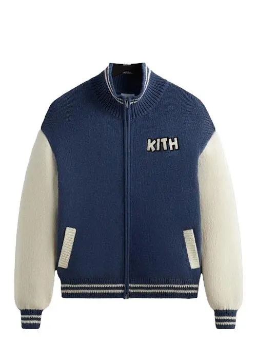Kith Disney X For Mickey & Friends Wyona Full Zip Sweater - Heather Indigo
