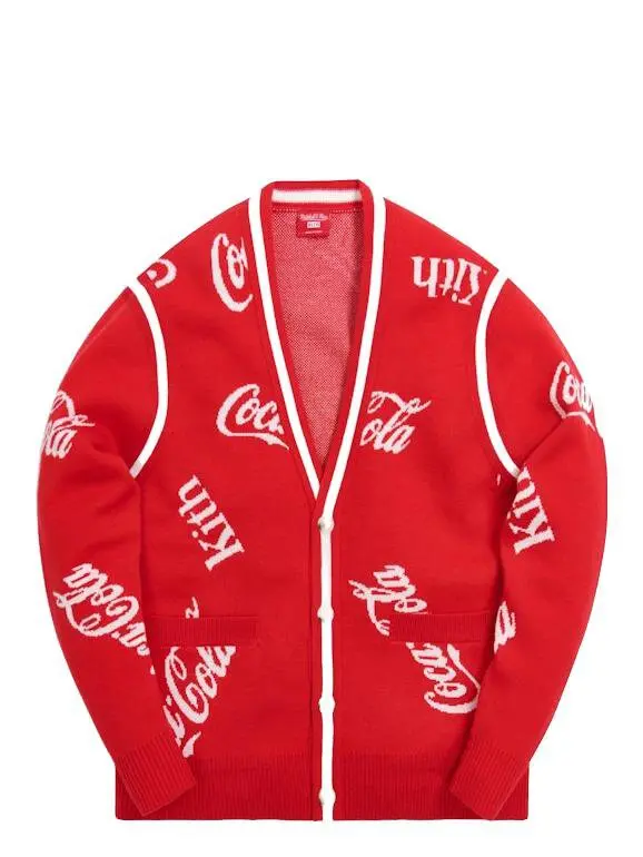 Kith X Cocacola X Mitchell & Ness Coke Logo Cardigan - Red