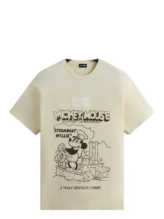 Kith X Disney Mickey & Friends Steamboat Willie Vintage Tee Shirt - Sandrift