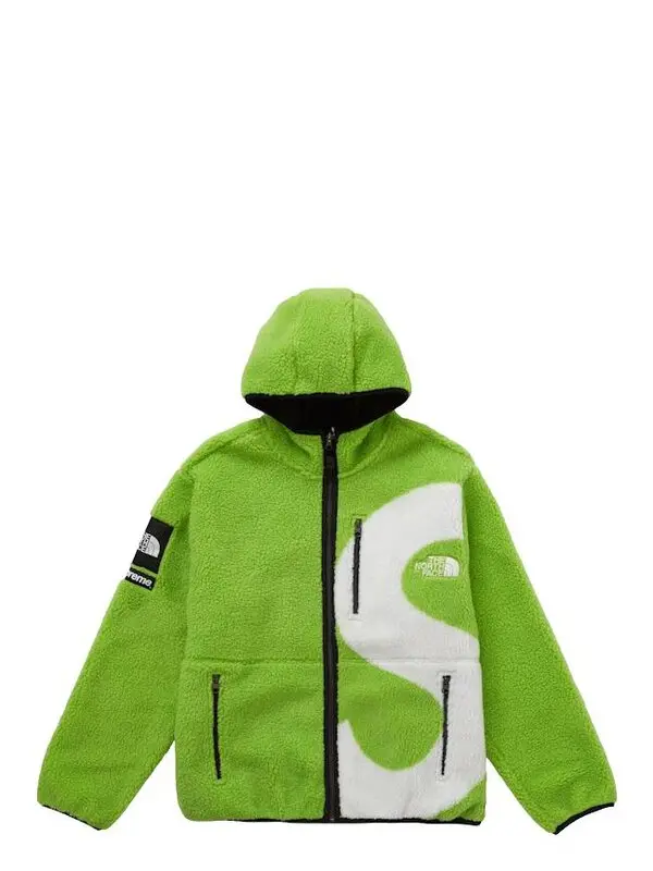 Supreme The North Face Logo Hooded Fleece Jacket - Lime