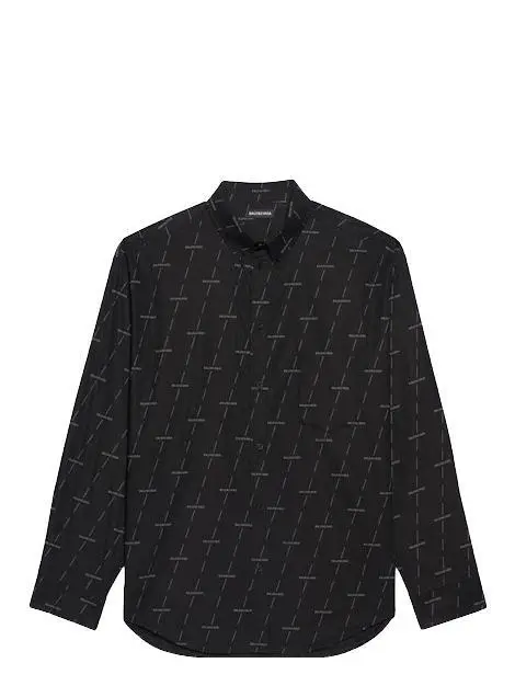 Balenciaga Large Fit Poplin Shirt - Black/white Licence Printed
