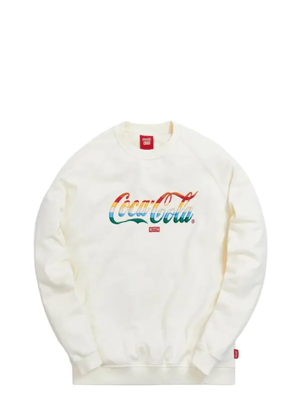 Kith X Cocacola Striped Crewneck Sweatshirt - Ivory