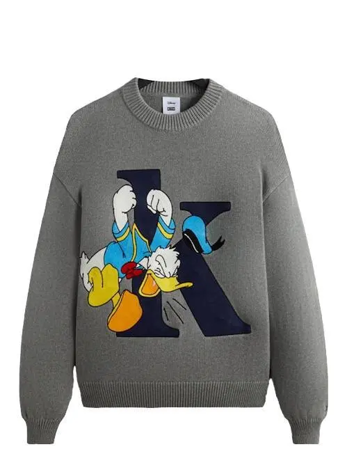 Kith Disney X For Mickey & Friends Donald K Crewneck Sweater - Medium Heather Grey