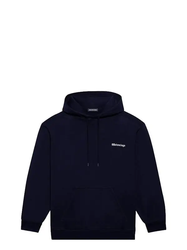 Balenciaga Logo Medium Fit Hoodie - Marine Blue/white