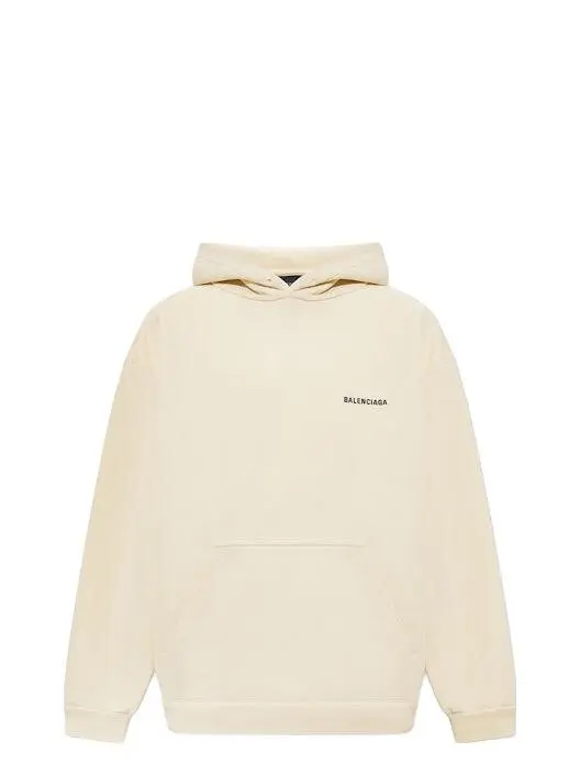 Balenciaga Logo Oversized Hoodie - Cream/black