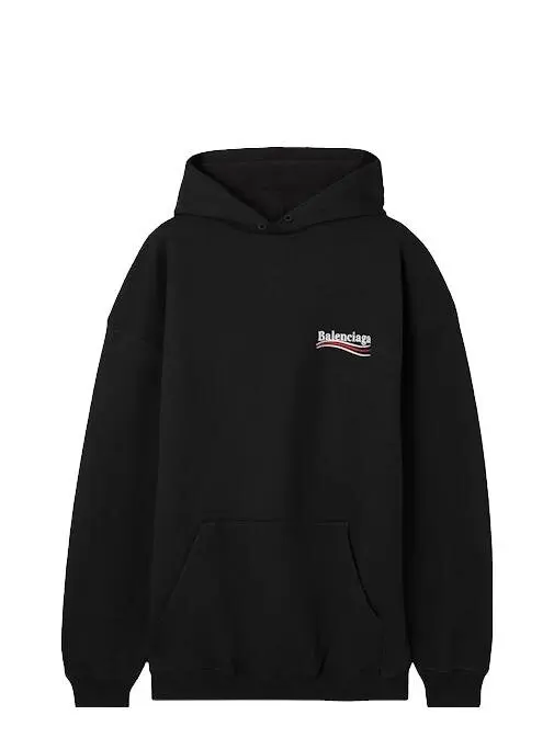 Balenciaga Political Campaign Large Fit Hoodie - Black