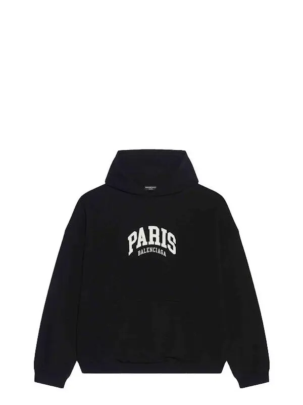 Balenciaga Cities Paris Wide Fit Hoodie - Black