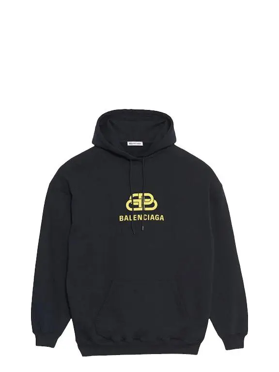 Balenciaga Oversized Interlocked Bb Hoodie - Black/yellow