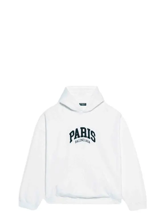 Balenciaga Cities Paris Wide Fit Hoodie - White