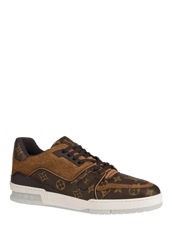 LOUIS VUITTON Trainer Suede Monogram Sneaker - Brown