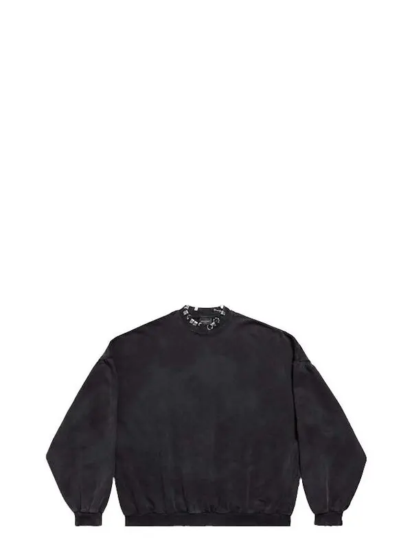 Balenciaga Pierced Round Sweatshirt Oversized In Faded - Black