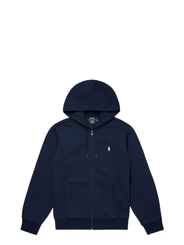 Ralph Lauren Double Knit Zip-up Hoodie - Aviator Navy Blue/white