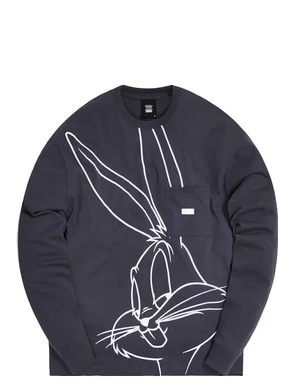 Kith X Looney Tunes Bugs Long Sleeve Pocket Quinn Tee Shirt - Shark