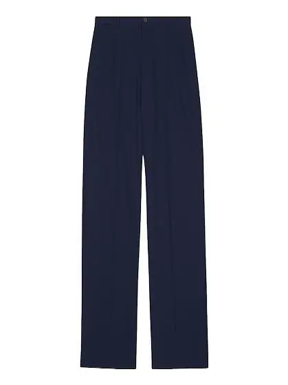 Balenciaga Tailored Stretch Wool Twill Pants - Navy Blue