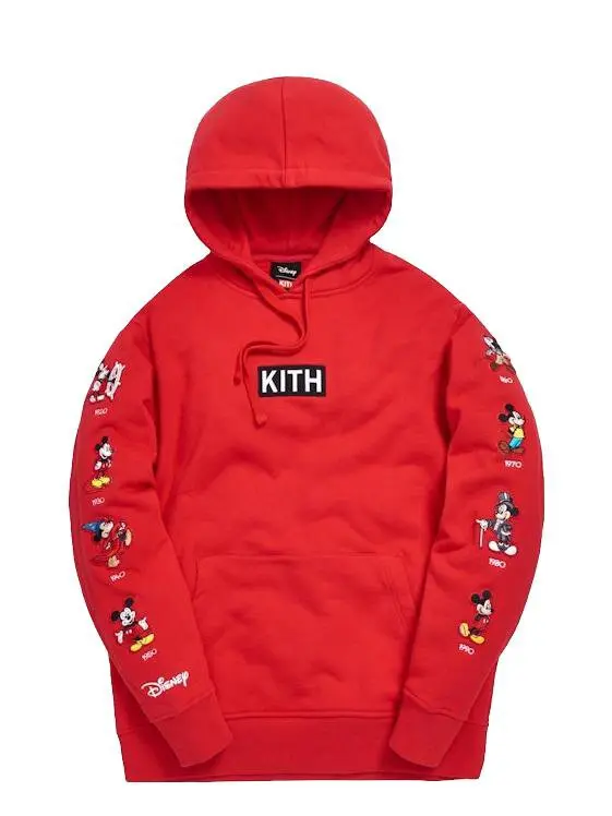 Kith X Disney Mickey Sleeve Patches Hooded Sweatshirt - Red