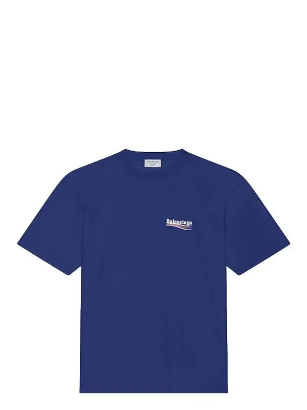 Balenciaga Political Campaign Large Fit T-shirt - Pacific Blue/white