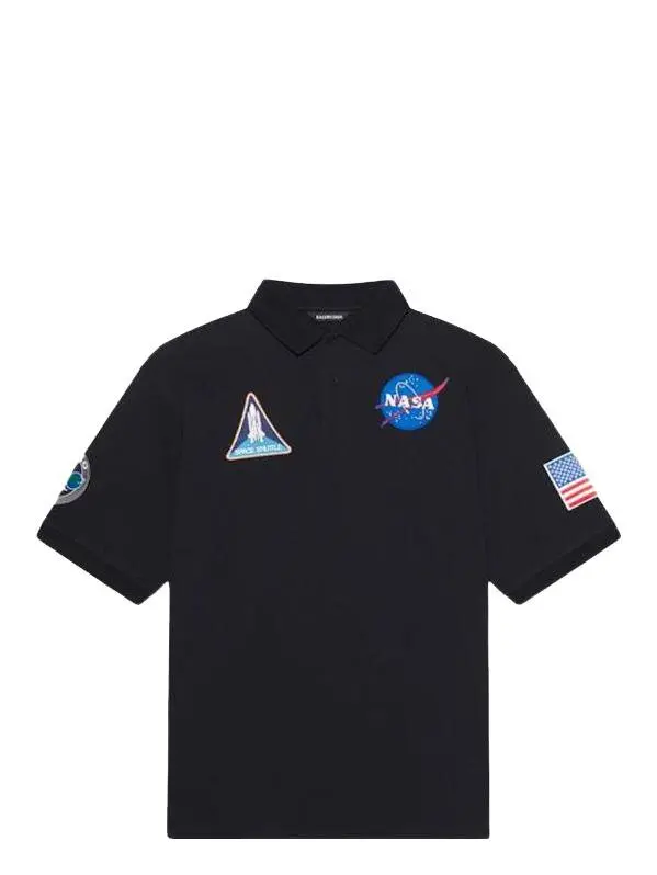 Balenciaga Nasa Space Patch Polo Shirt - Black