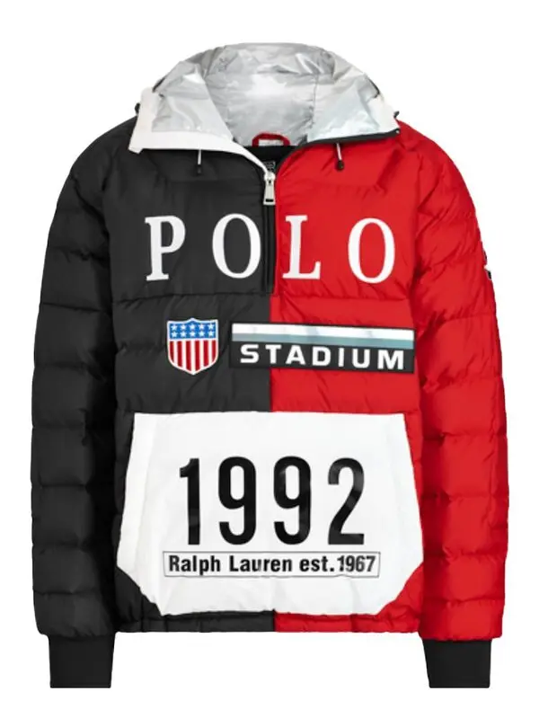 Polo Ralph Lauren Winter Stadium Down Popover Jacket - Injection Red/polo Black
