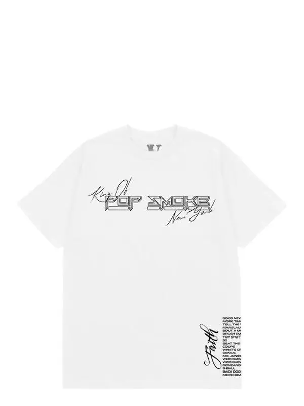 POP SMOKE X Vlone Faith King Of New York T-shirt - White