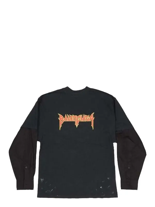 Balenciaga Metal Logo Layered Long Sleeve T-shirt - Black