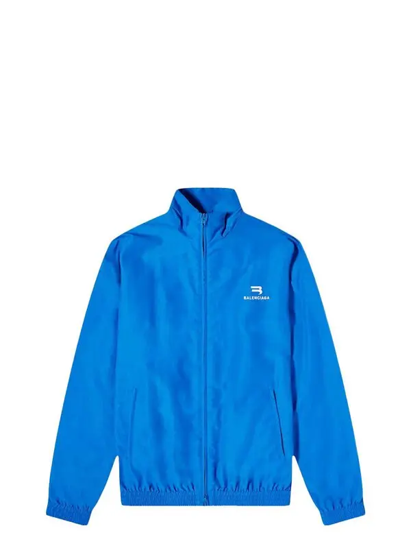 Balenciaga Logo Nylon Track Jacket - Blue