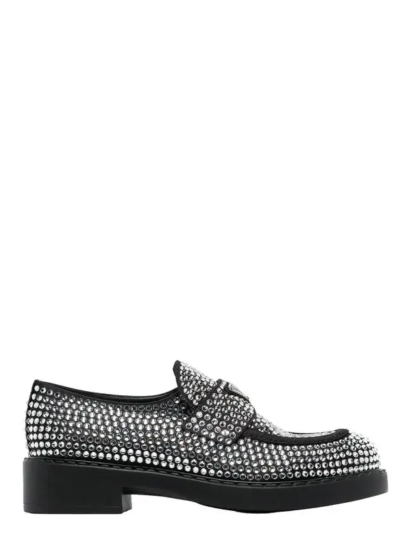 Prada Crystal Embellished Loafers - Silver