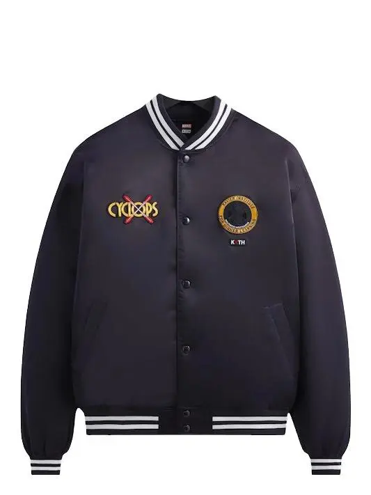 Kith X Marvel X-men Cyclops Satin Bomber Jacket - Ink Ph