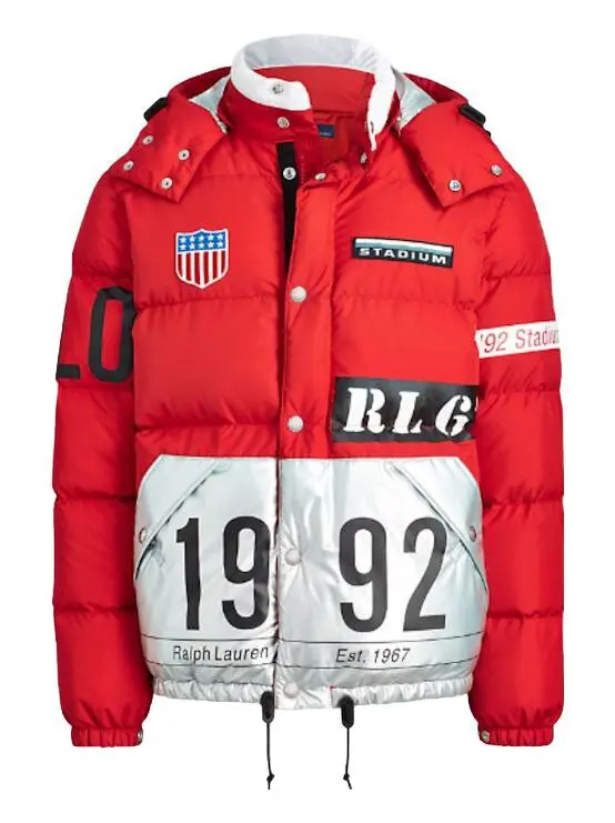 Ralph Lauren Winter Stadium Down Jacket - Injection Red/silver