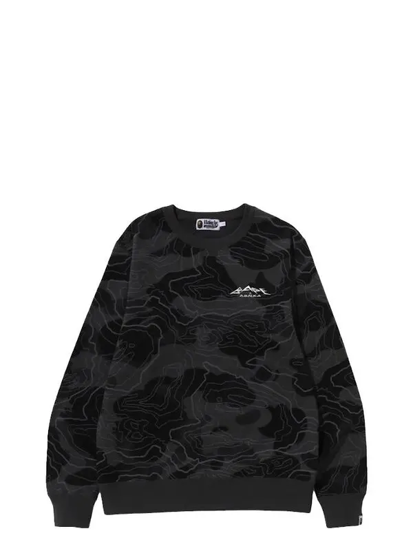 BAPE Layered Line Camo Crewneck Sweatshirt - Black