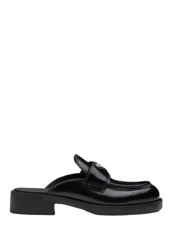 Prada 40mm Brushed Leather Mule - Black
