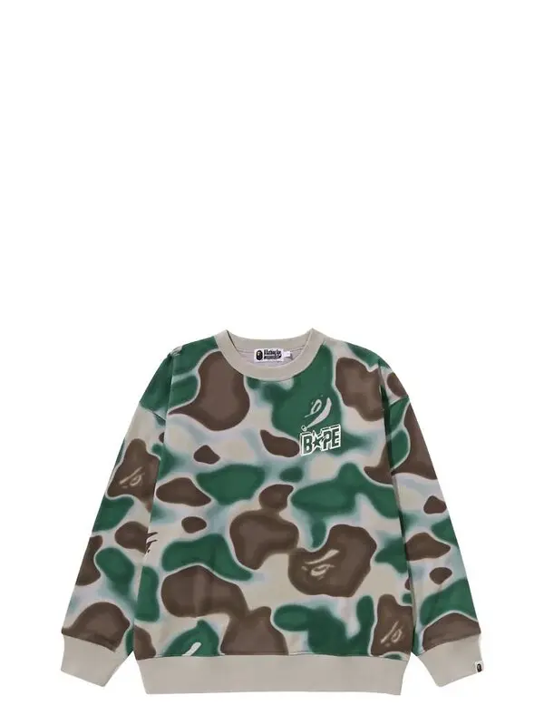 A BATHING APE Liquid Camo Sta Relaxed Fit Crewneck Sweatshirt - Olivedrab Green