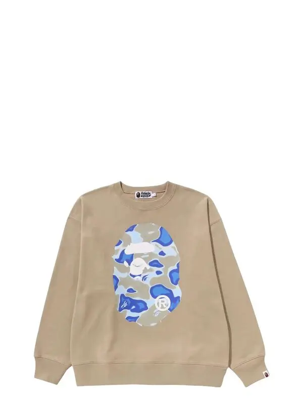 BAPE Liquid Camo Ape Head Relaxed Fit Crewneck Sweatshirt - Beige