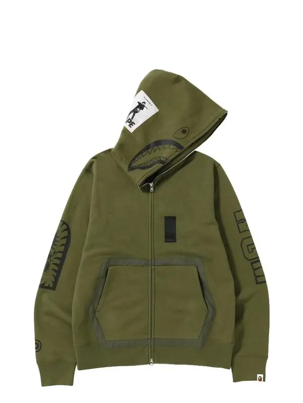 BAPE Military Shark Full Zip Hoodie - Olive