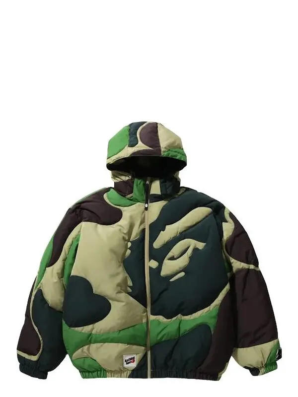 BAPE Mega Abc Camo Detachable Hoodie Puffer Down Jacket - Green