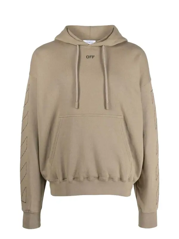Off-White Stitch Skate Drawstring Hoodie - Beige