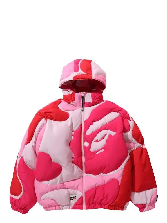 BAPE Mega Abc Camo Detachable Hoodie Puffer Down Jacket - Pink