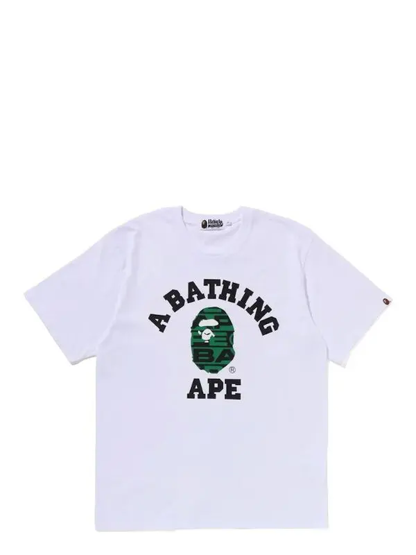 A BATHING APE Lux Sport Pattern College Tee Shirt - White